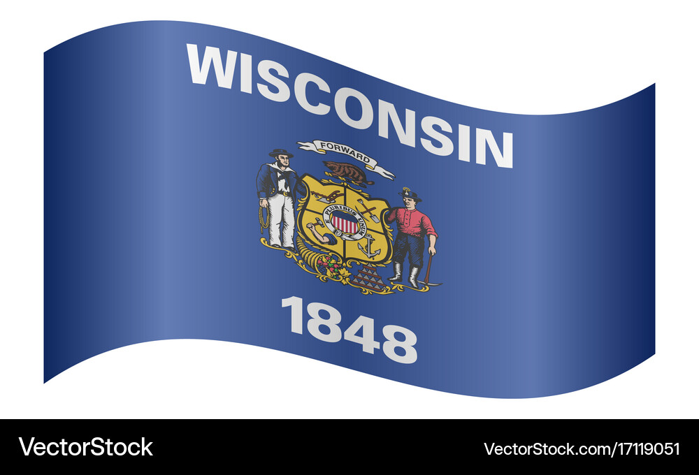 Flag wisconsin waving on white background Vector Image