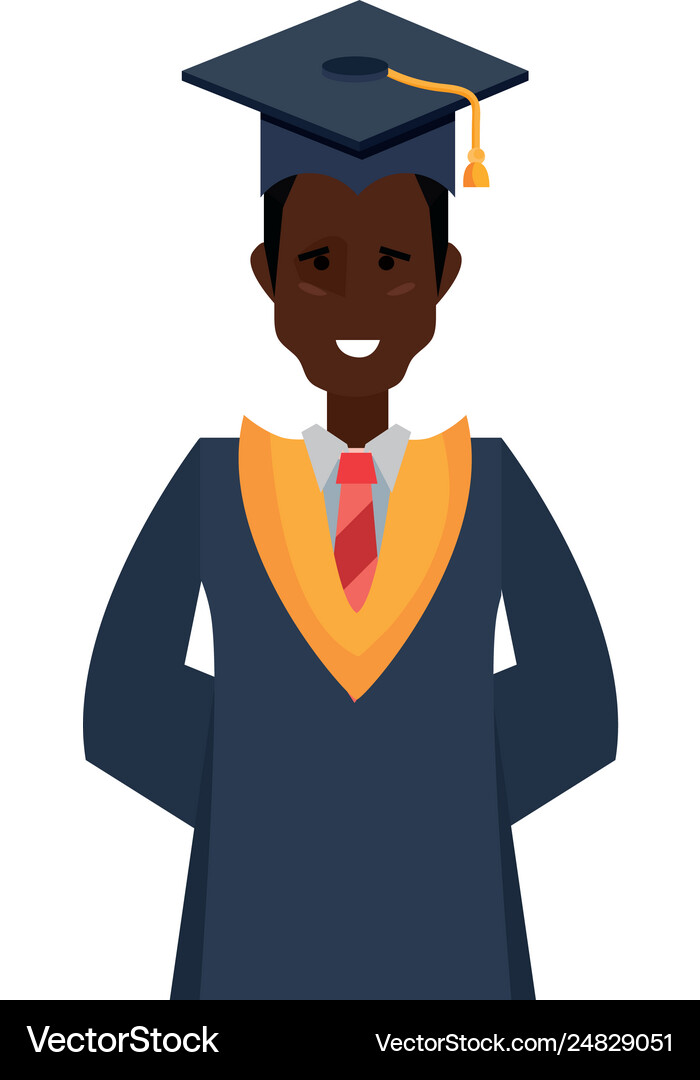 Graduate man portrait with graduation hat Vector Image