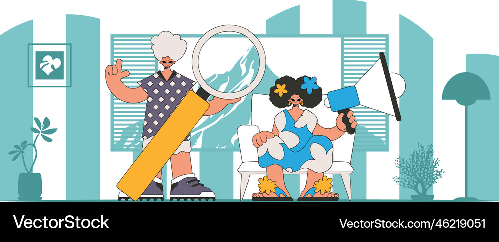 Hr representative team stylish woman sits Vector Image