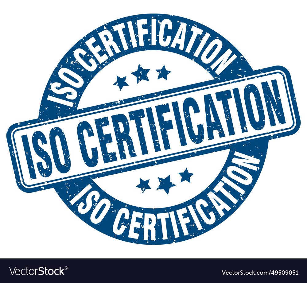 Iso certification stamp label Royalty Free Vector Image
