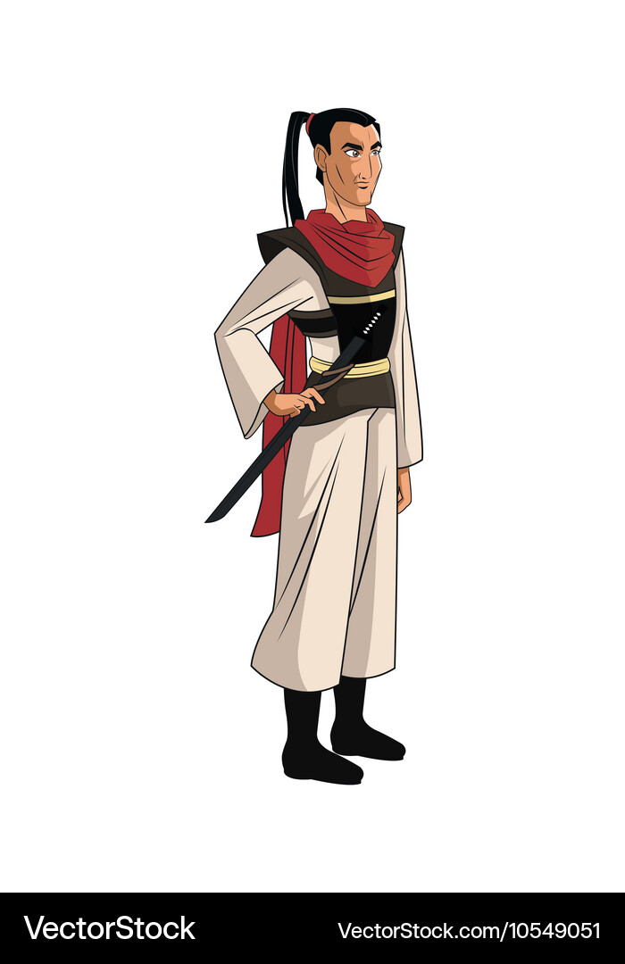 Japanese Samurai Warrior Cartoon Royalty Free Vector Image