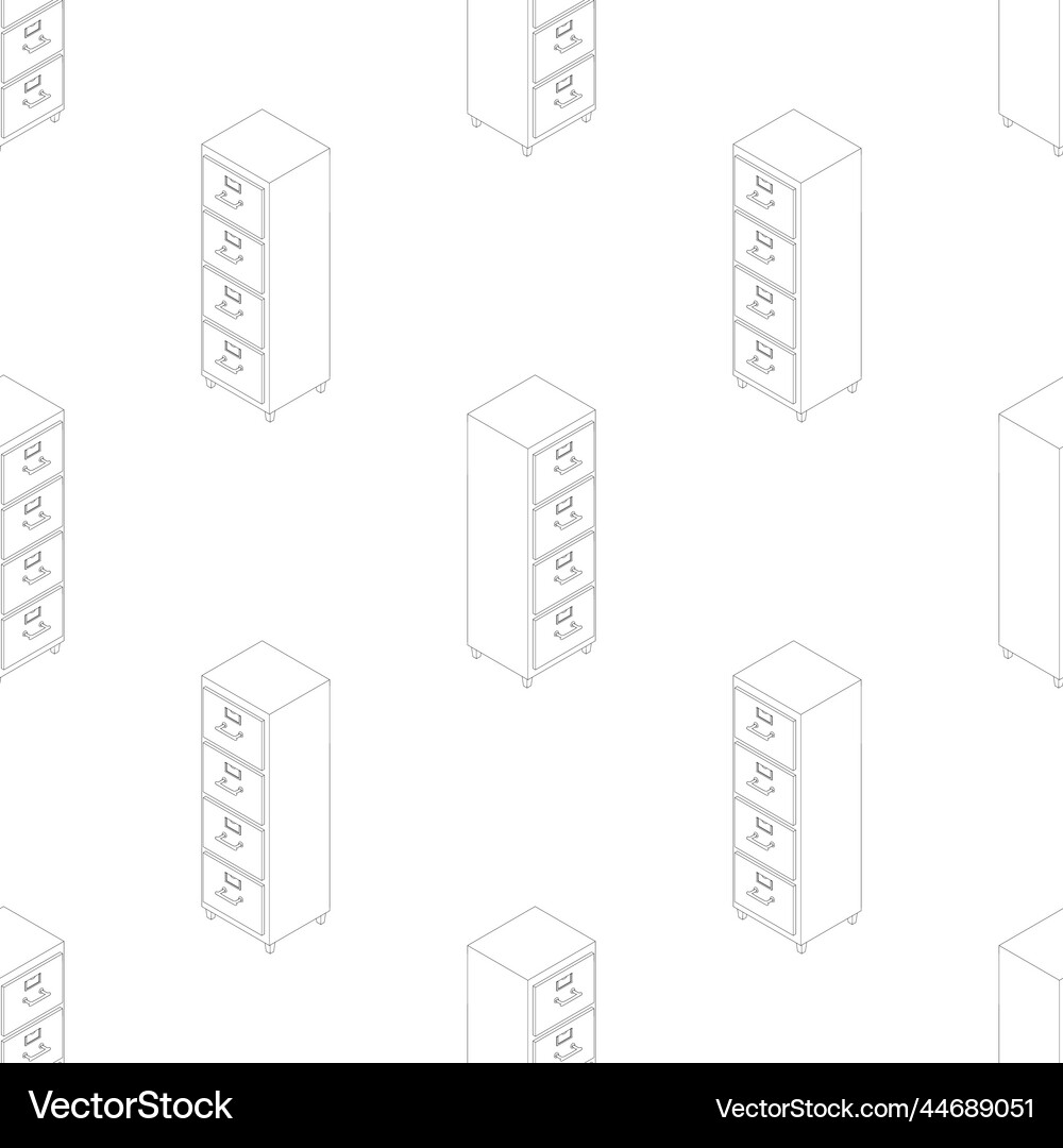 Large isometric of drawers with documents line Vector Image