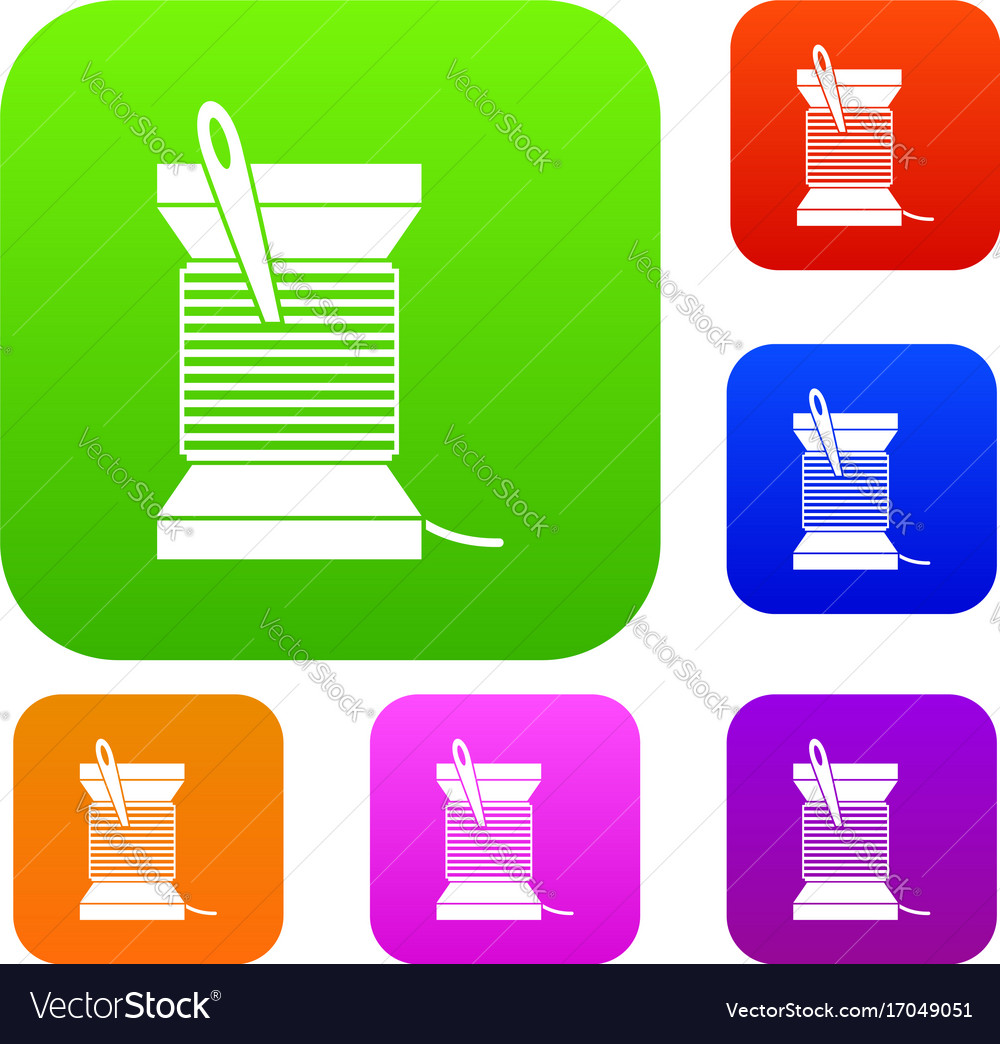 Needle and thread set collection Royalty Free Vector Image