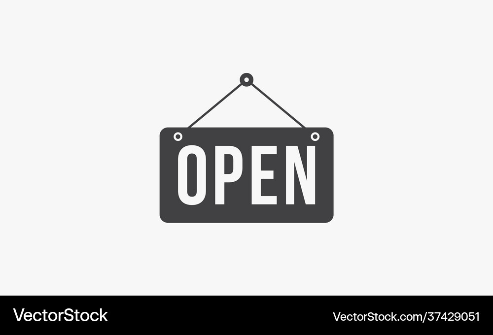 Open signboard hanging isolated on white Vector Image