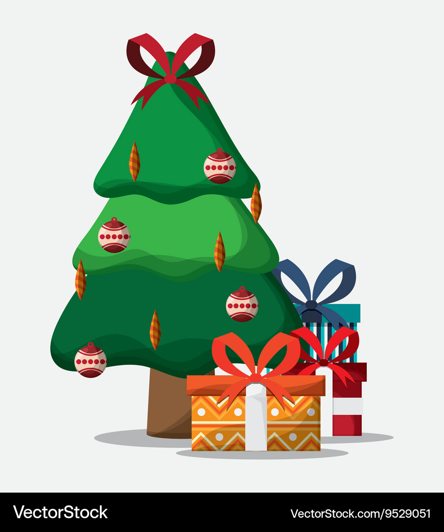 Pine tree and gifts design Merry Christmas Vector Image