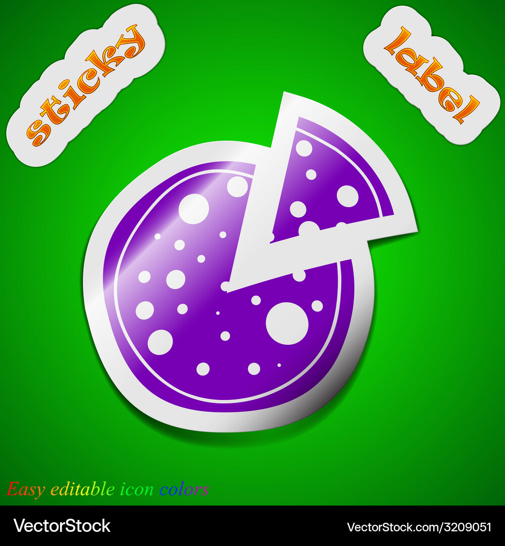Pizza icon sign symbol chic colored sticky label Vector Image