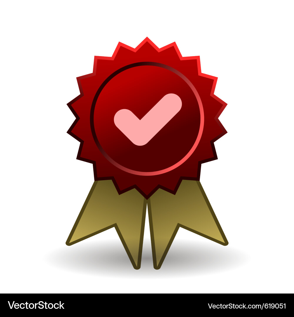Red seal with gold ribbons Royalty Free Vector Image