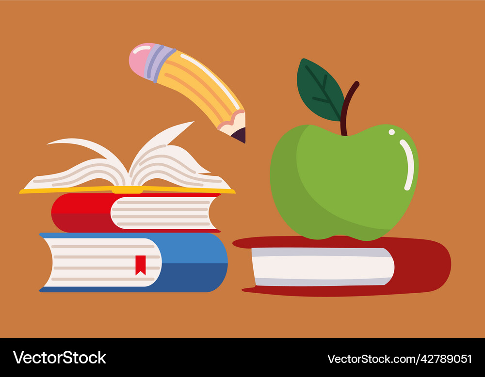 School books and pencil Royalty Free Vector Image