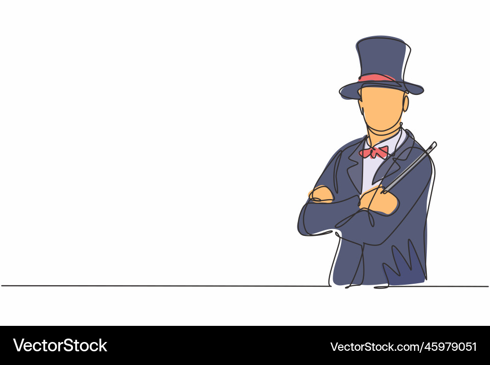 Single continuous line drawing of young male Vector Image