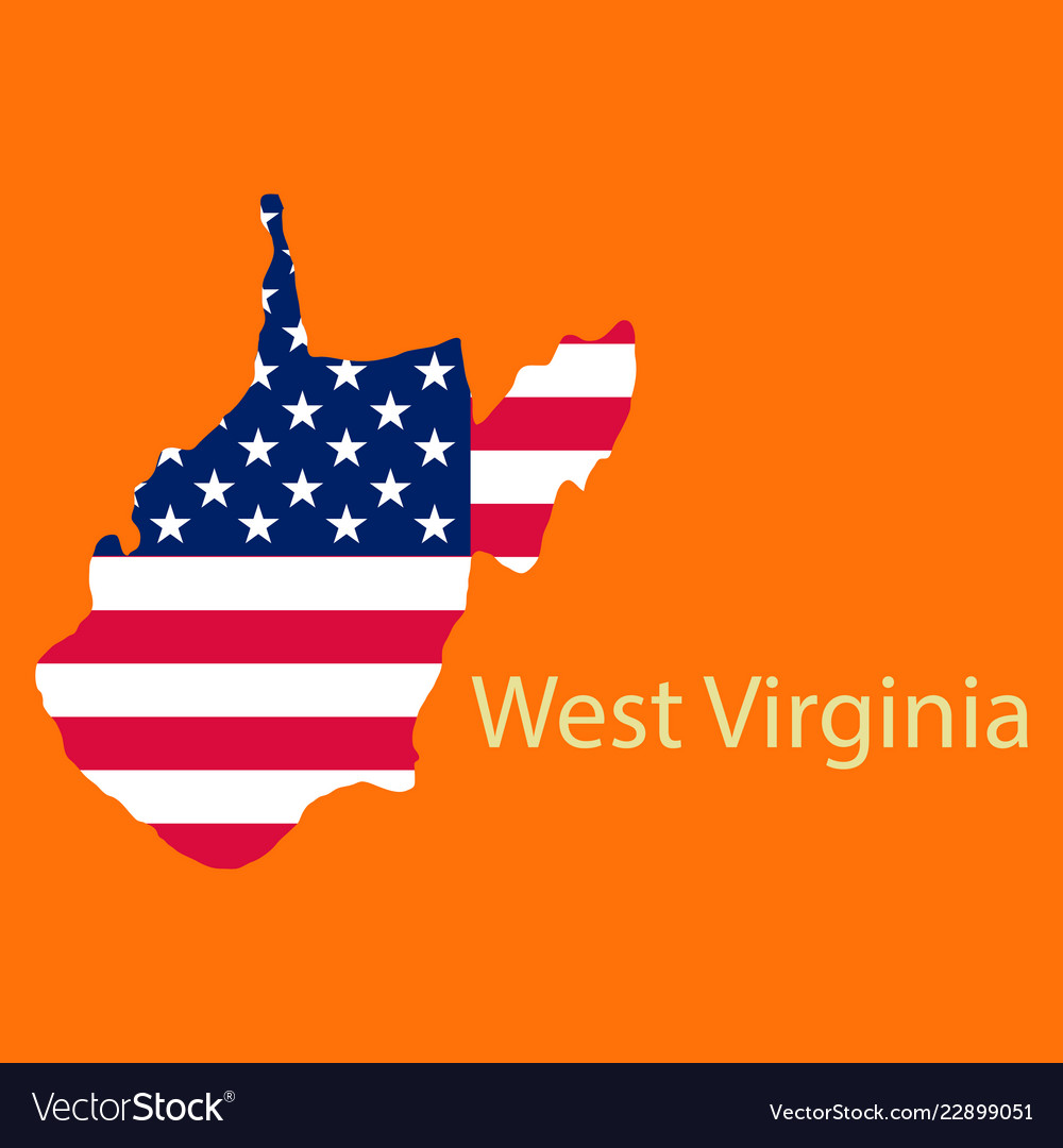 West virginia state of america with map flag Vector Image