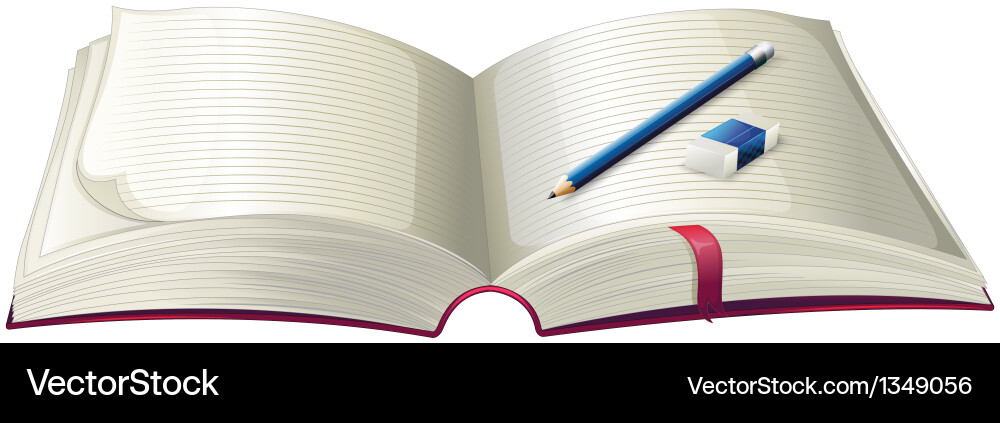 A book with a pencil and an eraser Royalty Free Vector Image