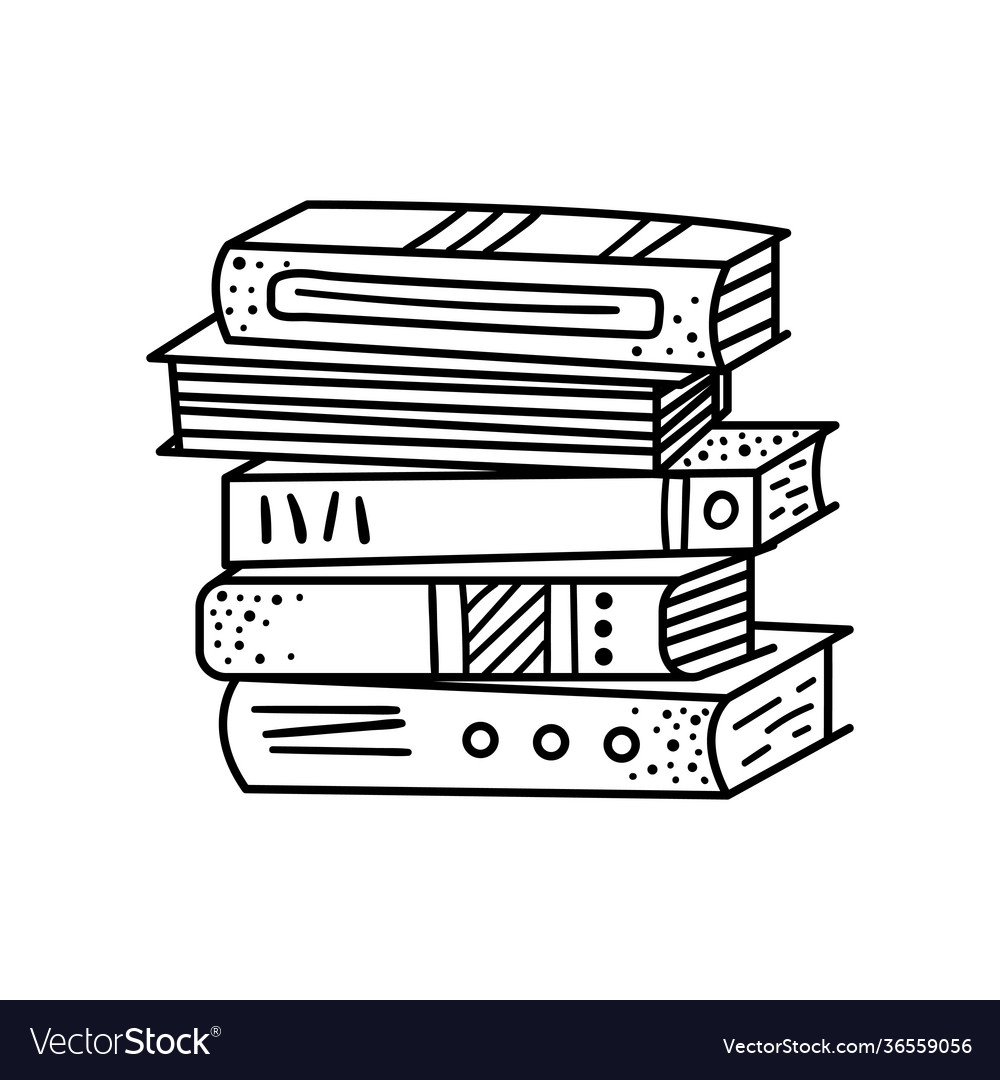 A stack doodle-style books reading Royalty Free Vector Image