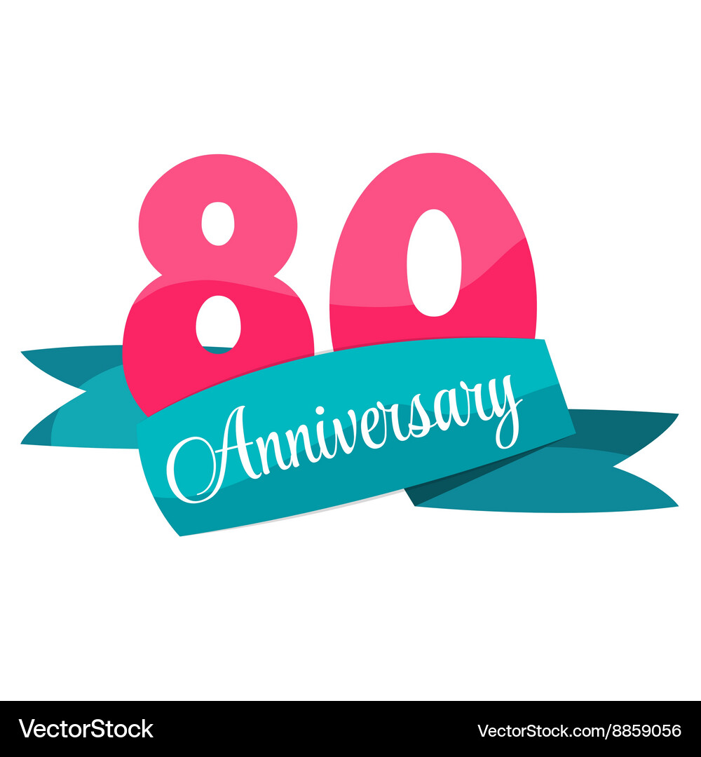 Cute template 80 years anniversary sign Royalty Free Vector