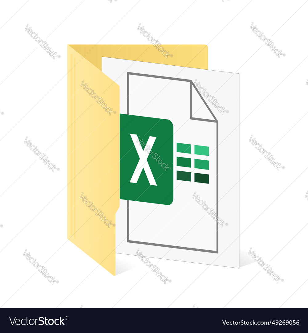 File Computer Folder With Xls Icon Isolated Vector Image