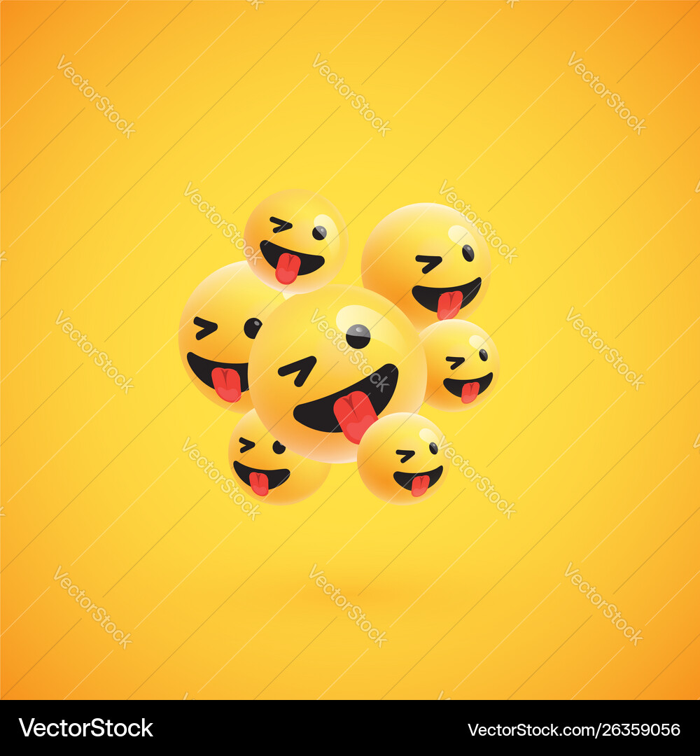 Group high detailed yellow emoticons Royalty Free Vector
