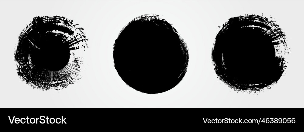 Grunge circles set label tag round brush Vector Image