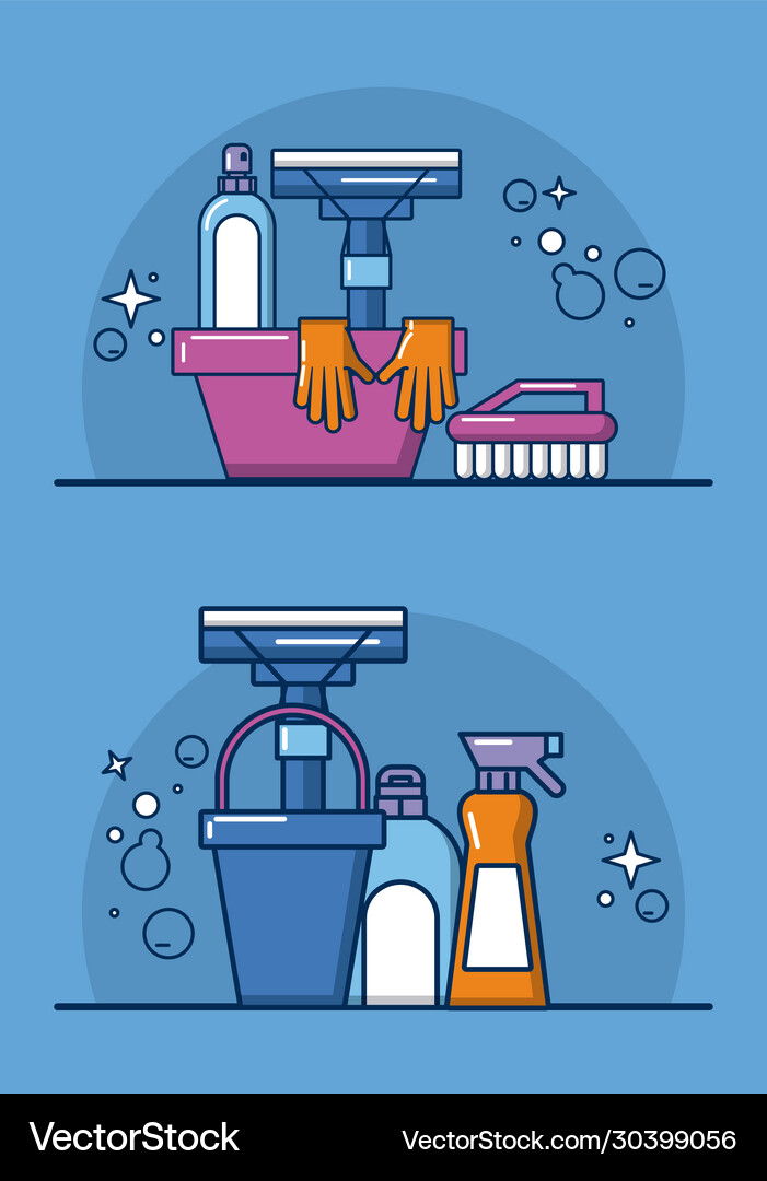 Housekeeping tools and products icons Royalty Free Vector
