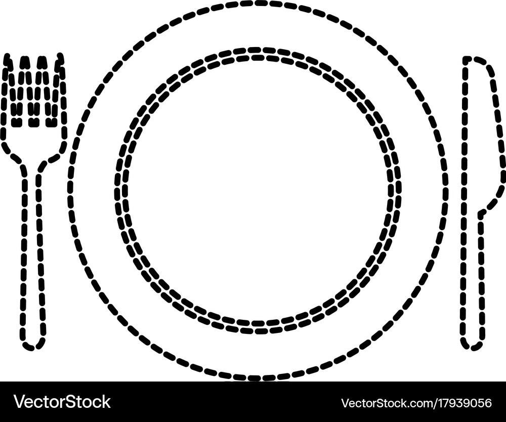 Kitchen plate fork and knife domestic restaurant Vector Image