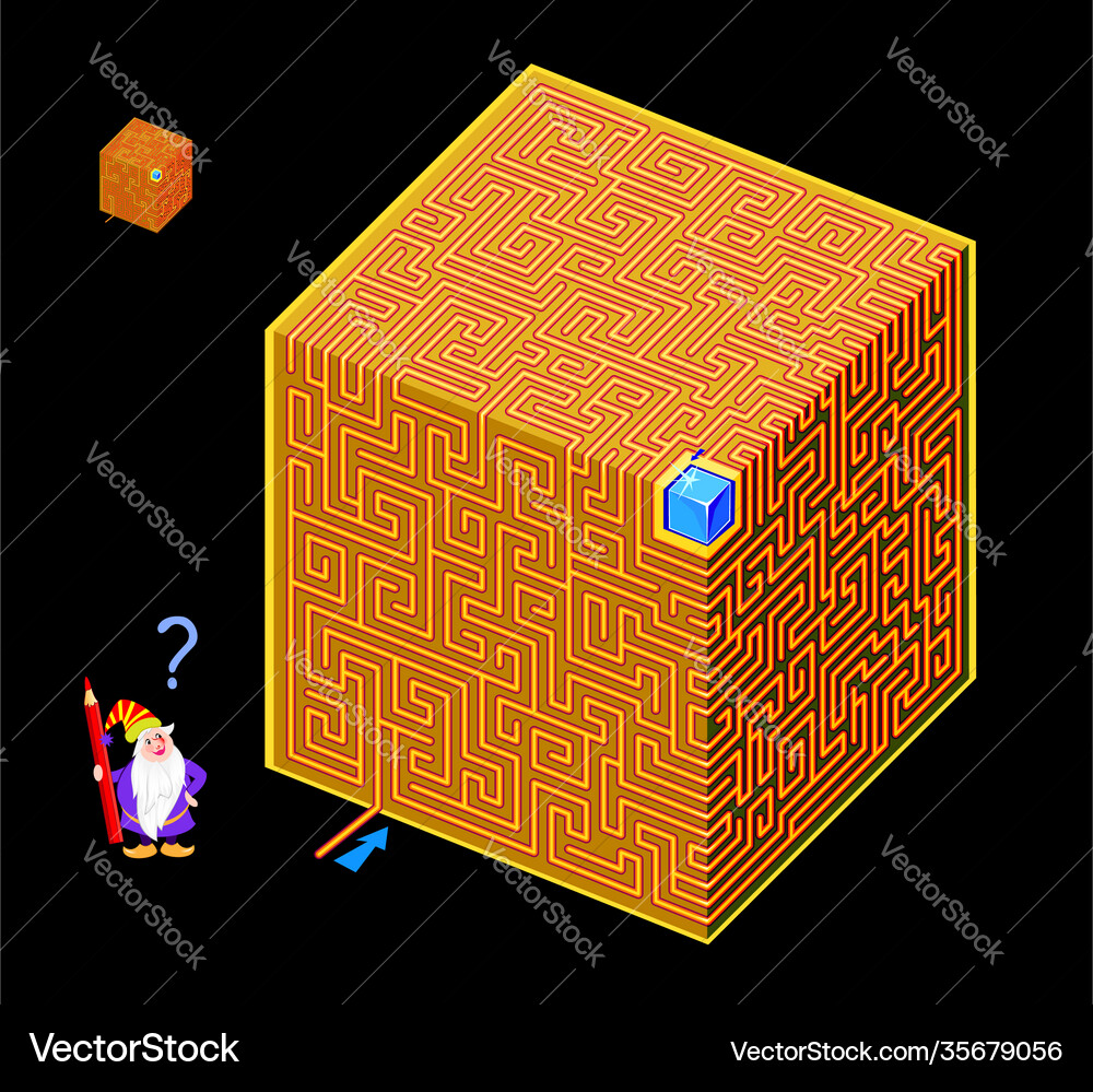 Logic puzzle game with 3d labyrinth for children Vector Image