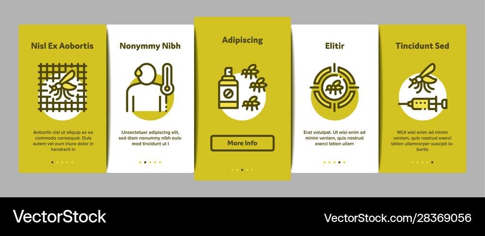 Malaria illness dengue onboarding elements icons Vector Image