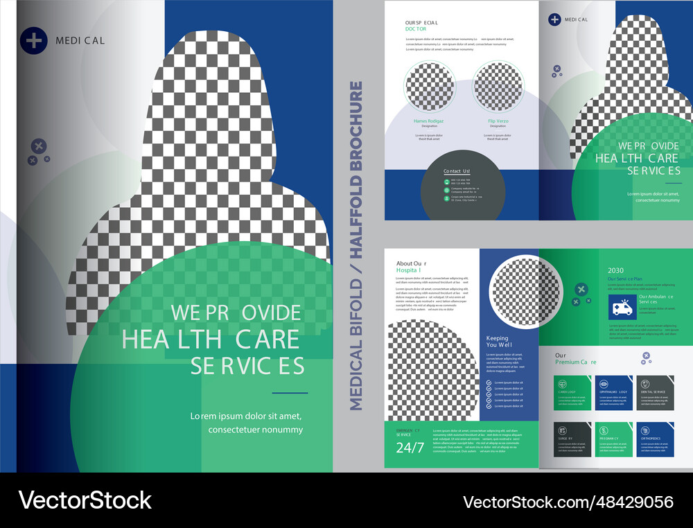 Medical bifold halffold brochure Royalty Free Vector Image