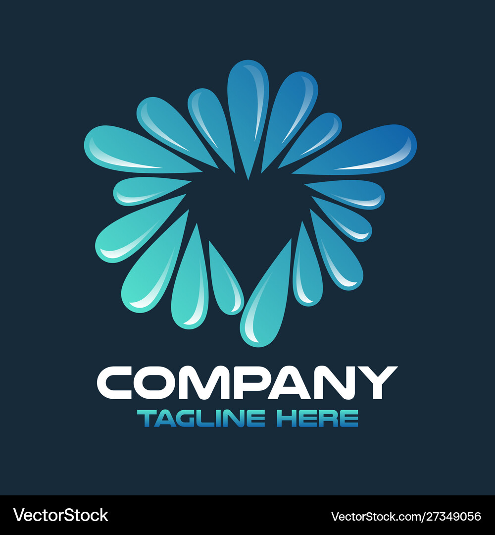 Modern heart and water logo Royalty Free Vector Image