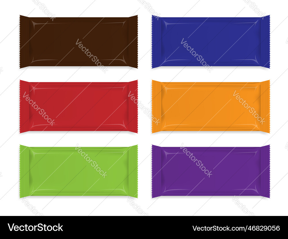 Multicolored blank snack glossy packaging wrapper Vector Image