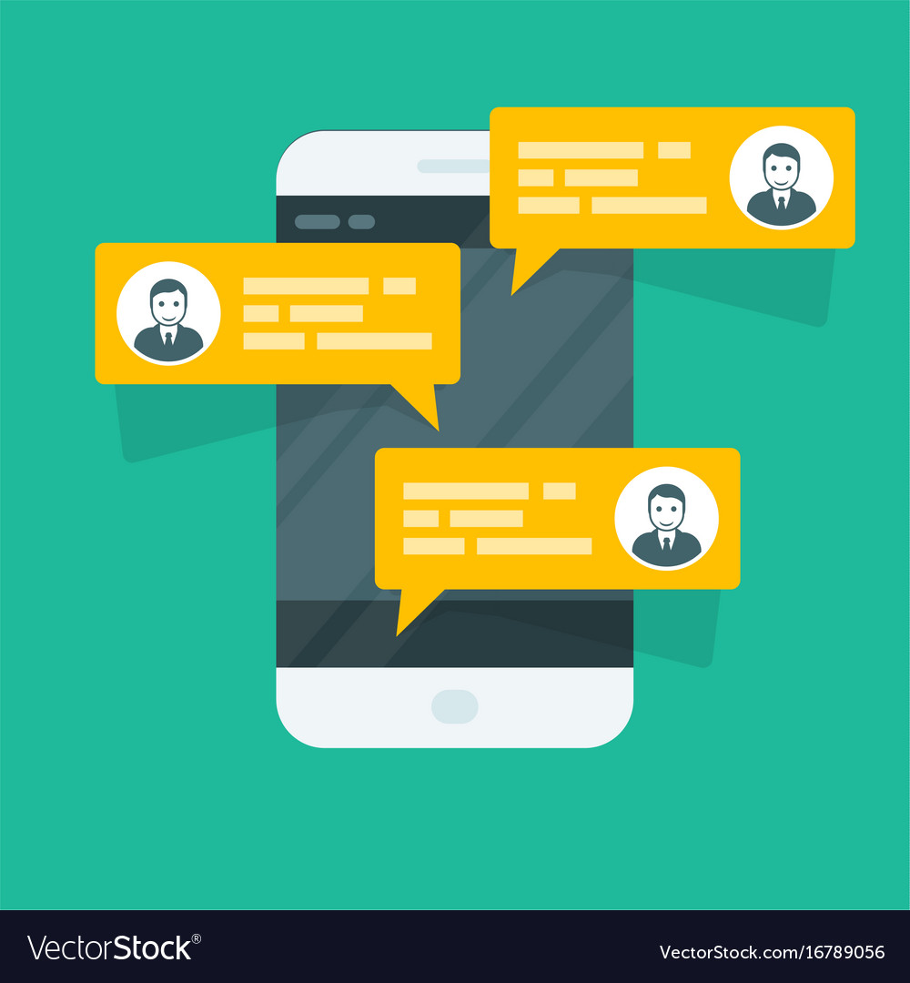 Sms texting - smartphone with chat messages Vector Image