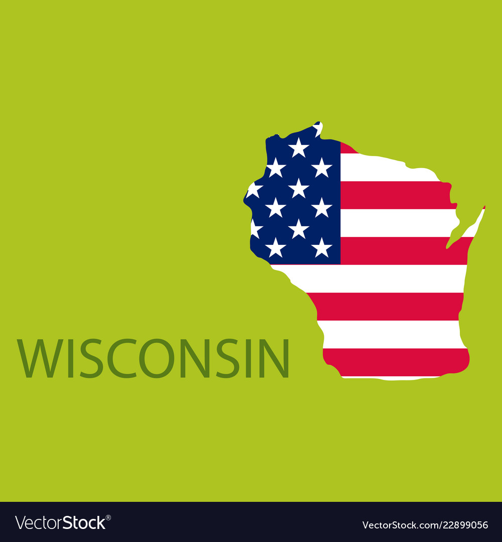 Wisconsin state of america with map flag print Vector Image