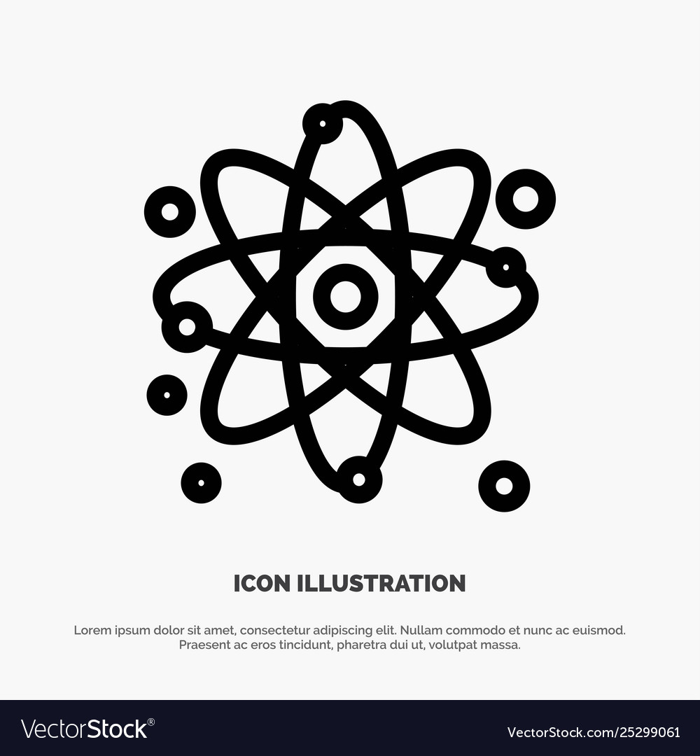 Atom particle molecule physics line icon Vector Image