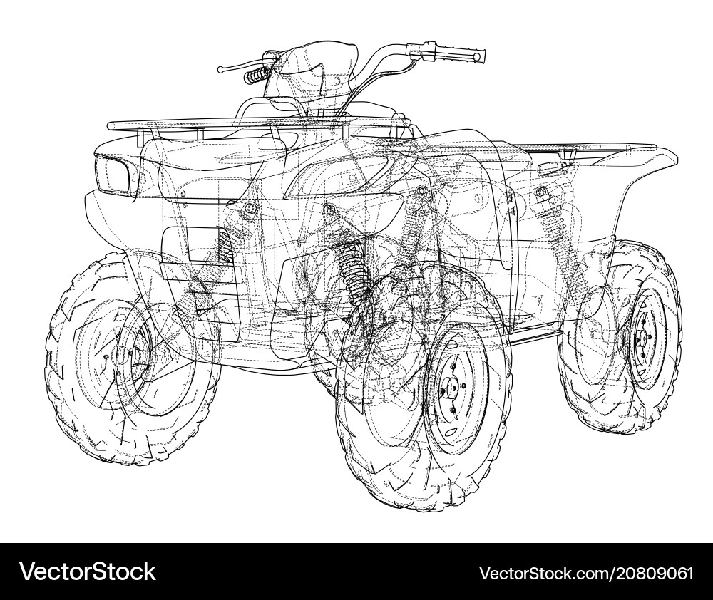 Atv quadbike concept outline Royalty Free Vector Image