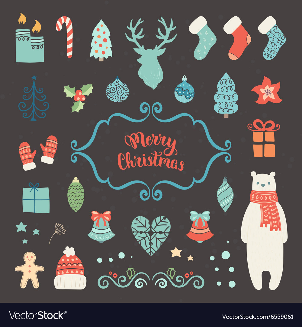 Christmas decoration collection Royalty Free Vector Image