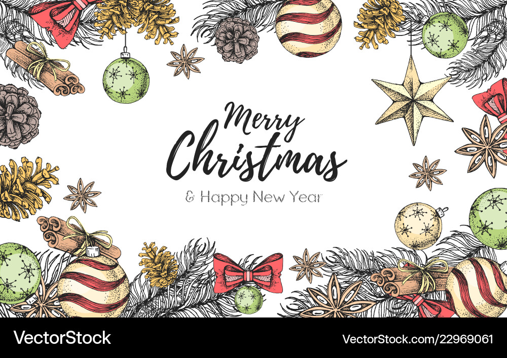 Christmas holiday hand drawing poster Royalty Free Vector