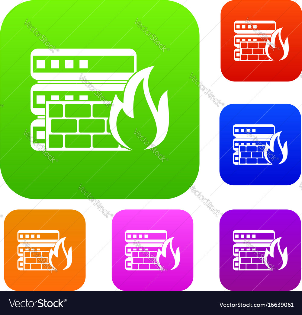 Database and firewall set collection Royalty Free Vector