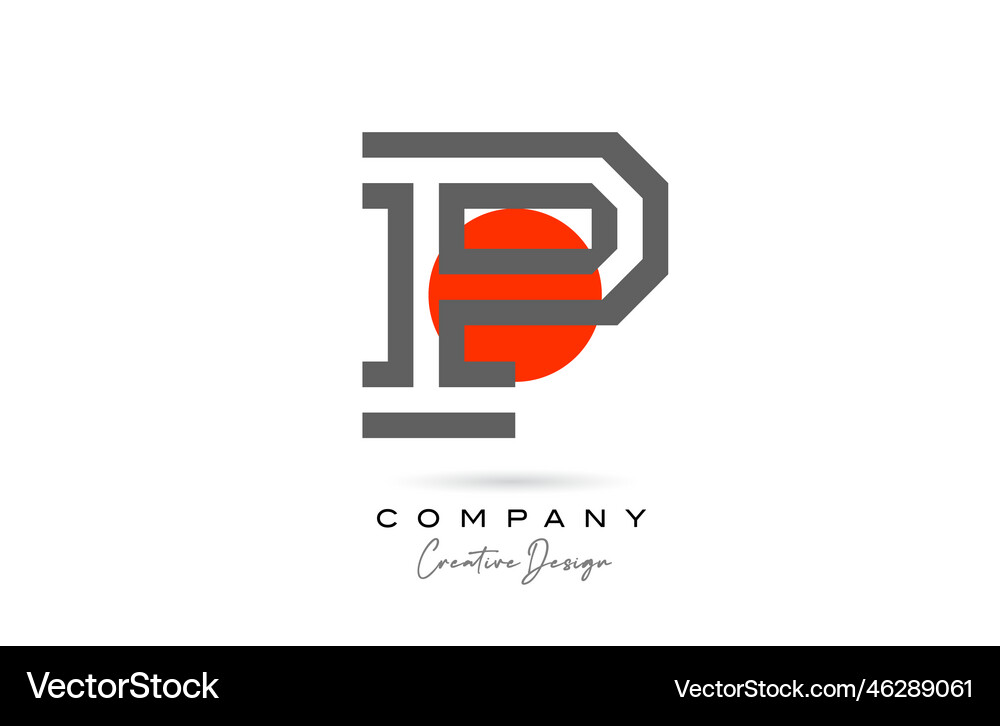 Grey line p alphabet letter logo icon design Vector Image