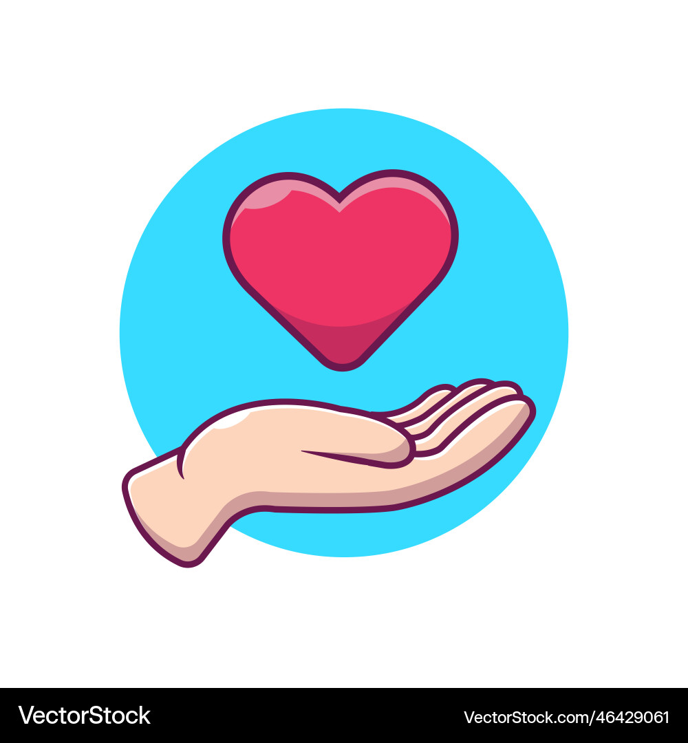 Hand with love heart cartoon Royalty Free Vector Image