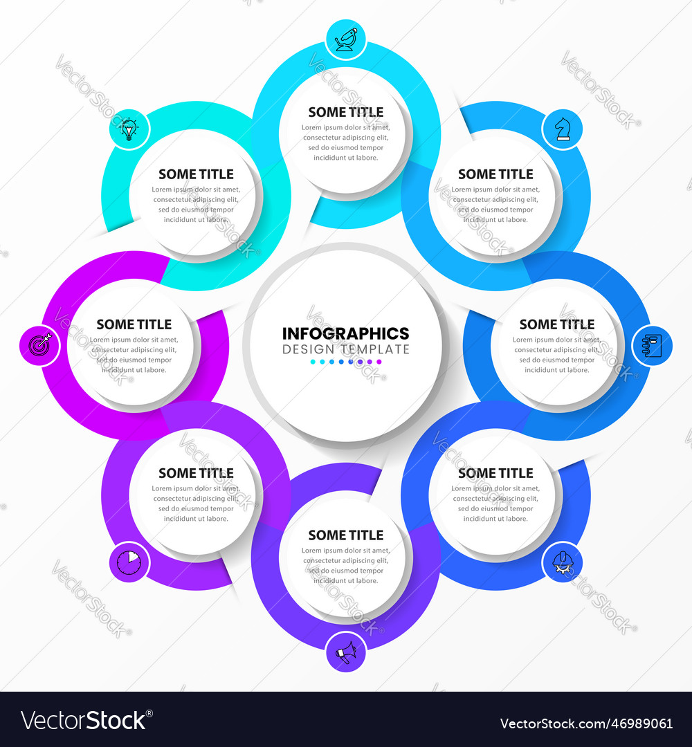 Infographic template 8 connected circles Vector Image