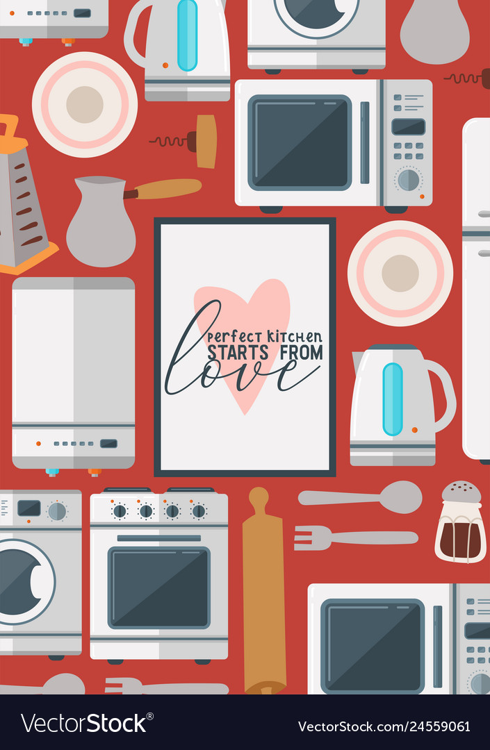 Kitchenware seamless pattern household Royalty Free Vector