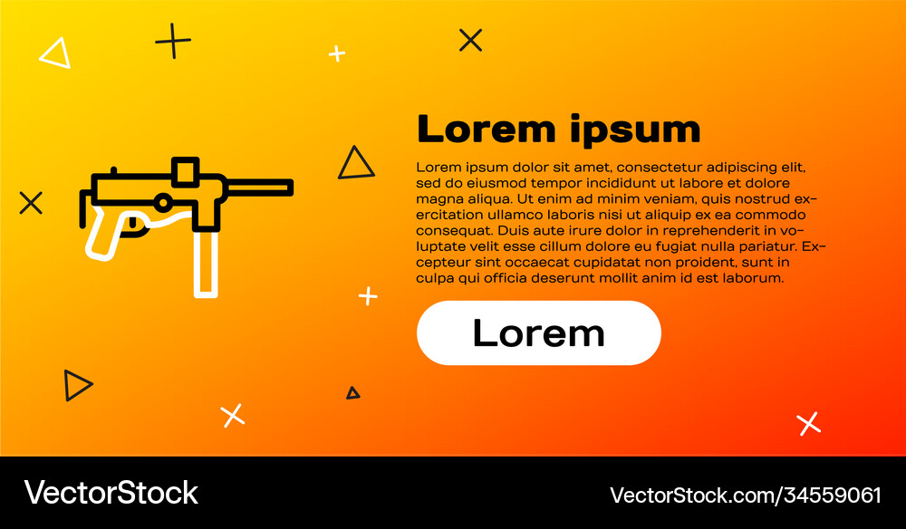 Line submachine gun m3 grease gun icon isolated Vector Image