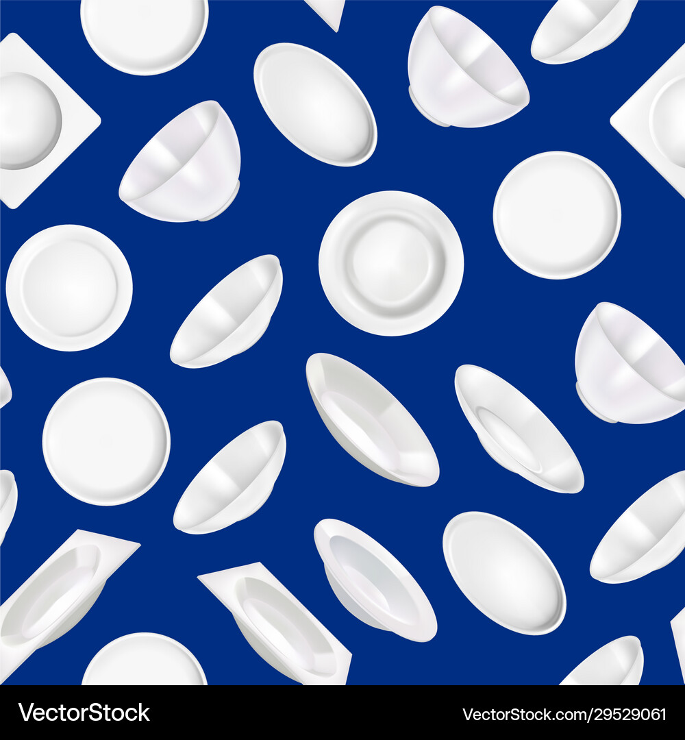 Realistic detailed 3d white blank plates template Vector Image