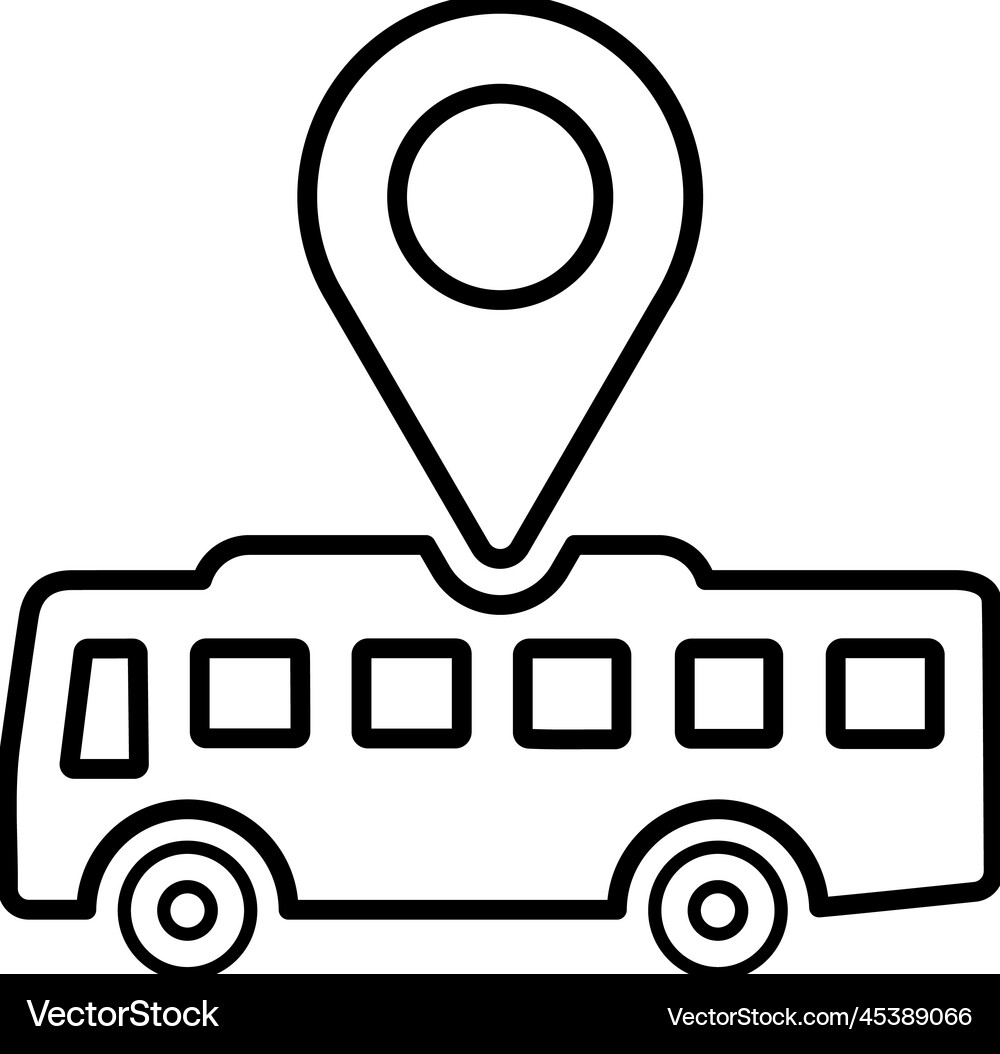 Bus location location line icon outline Royalty Free Vector