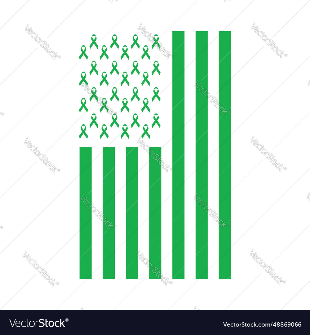 Cerebral palsy awareness green ribbon american Vector Image