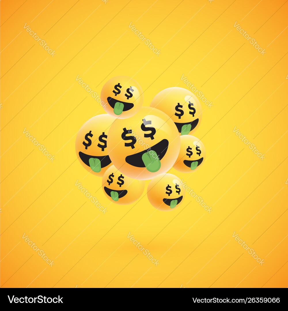 Group high detailed yellow emoticons Royalty Free Vector