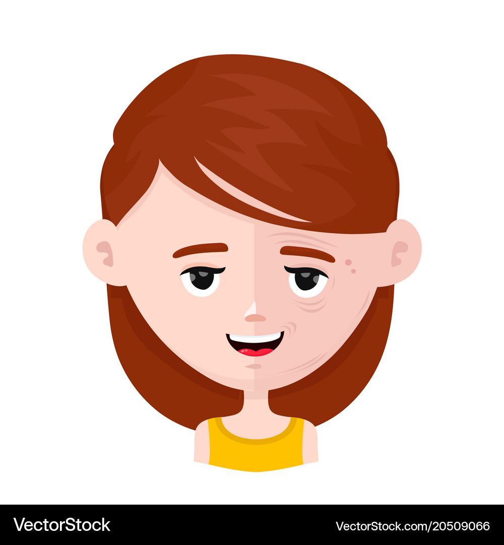 Half smiling face young and wrinkle lady Vector Image