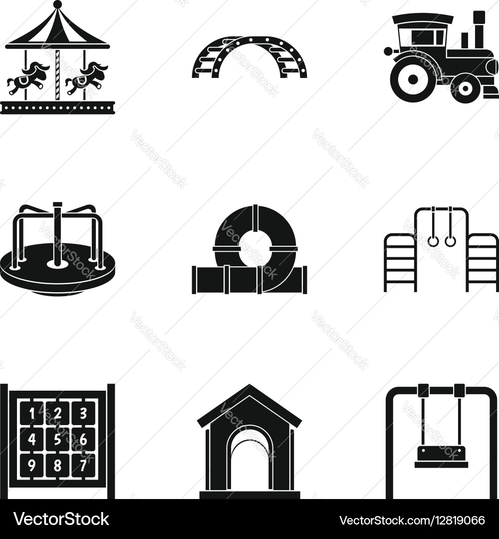 Kids games icons set simple style Royalty Free Vector Image