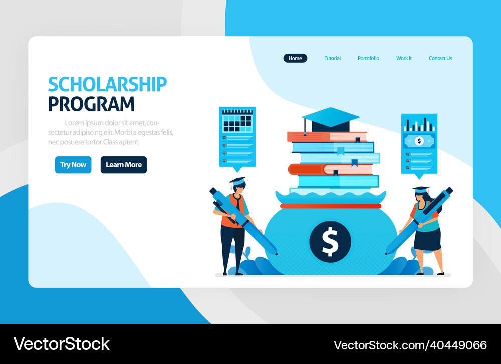 Landing page for scholarship education program Vector Image