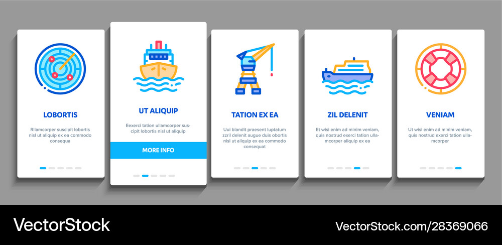 Marine port transport onboarding elements icons Vector Image