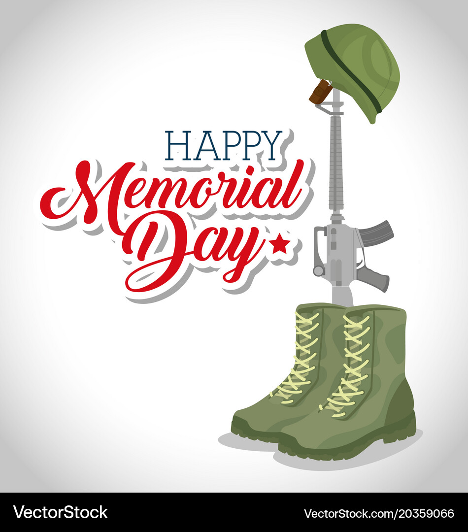 Memorial day card with rifle war Royalty Free Vector Image