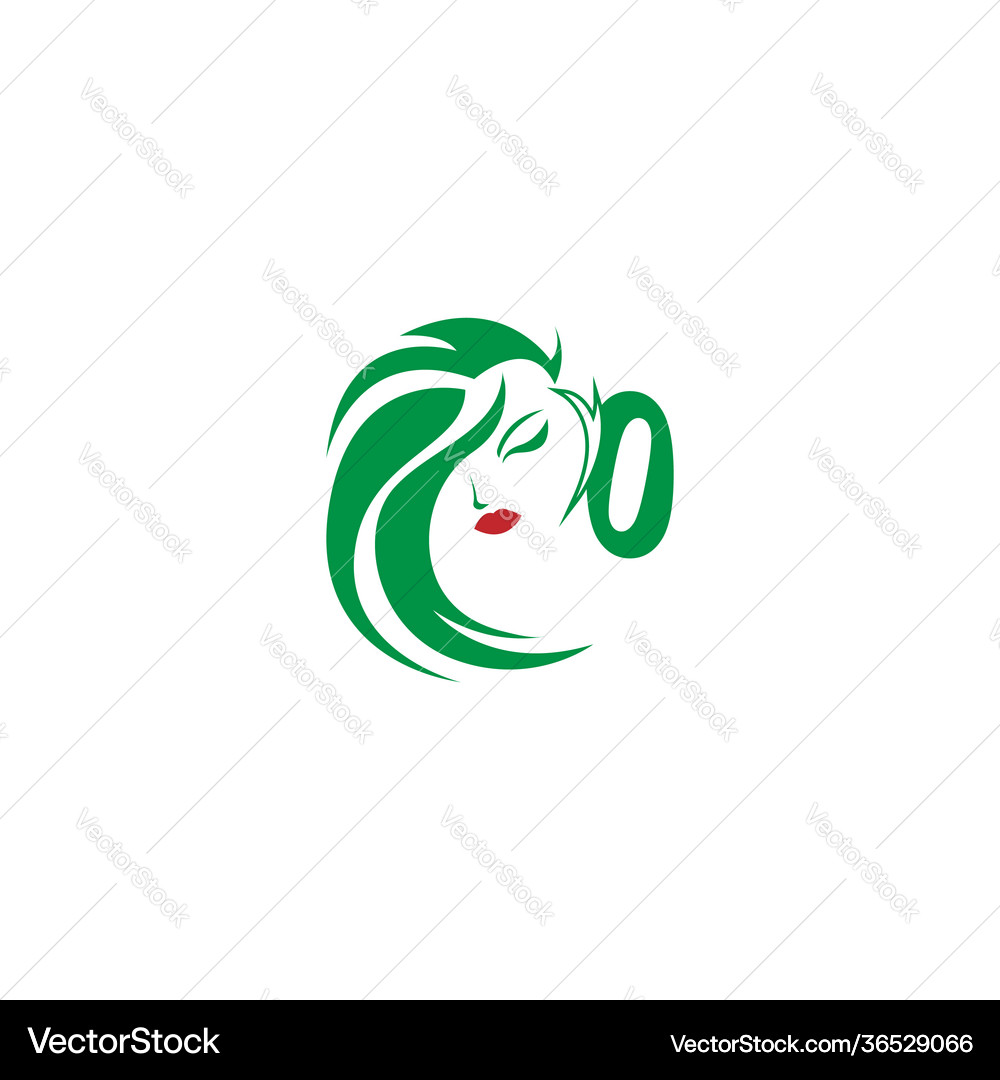 Number zero with woman face logo icon design Vector Image