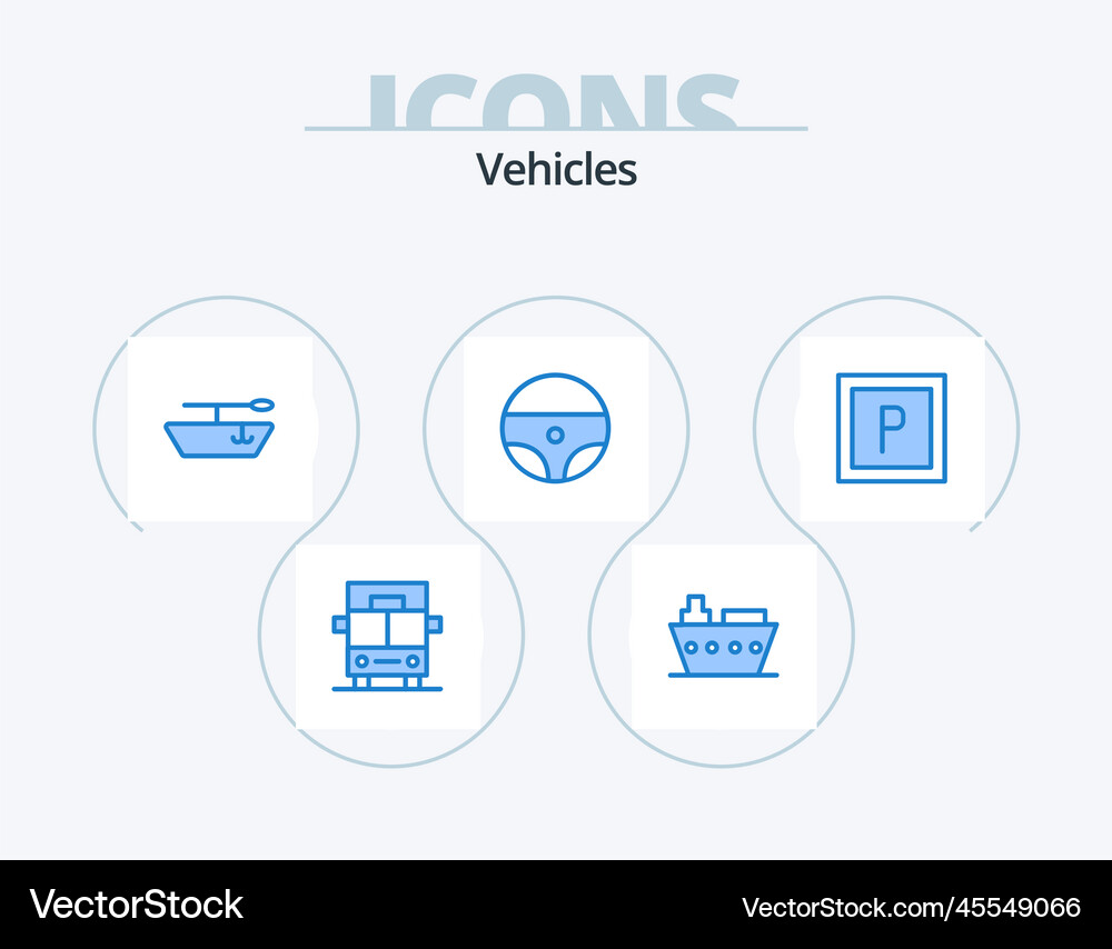 Vehicles blue icon pack 5 icon design car Vector Image